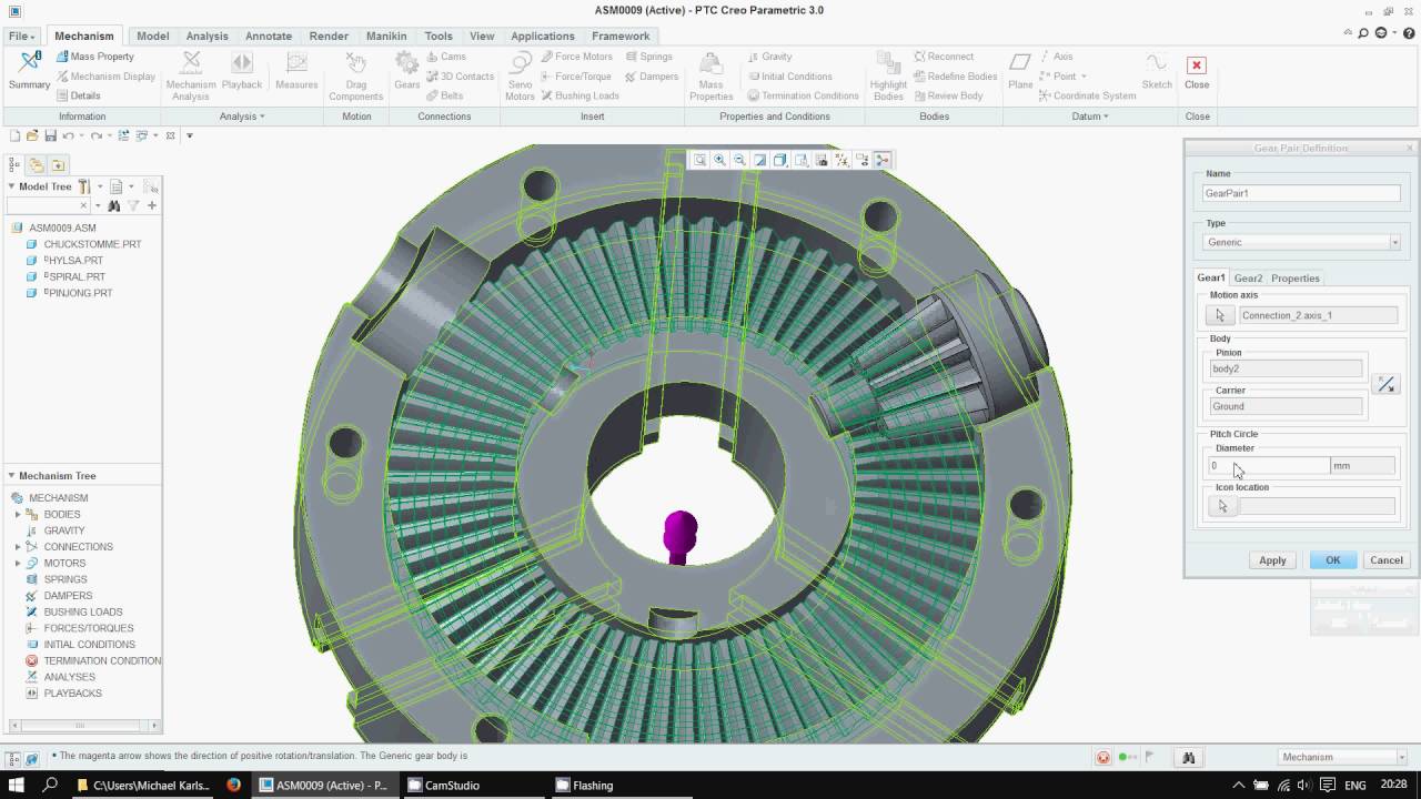 Bevel Gear Assembly in PTC CREO - YouTube