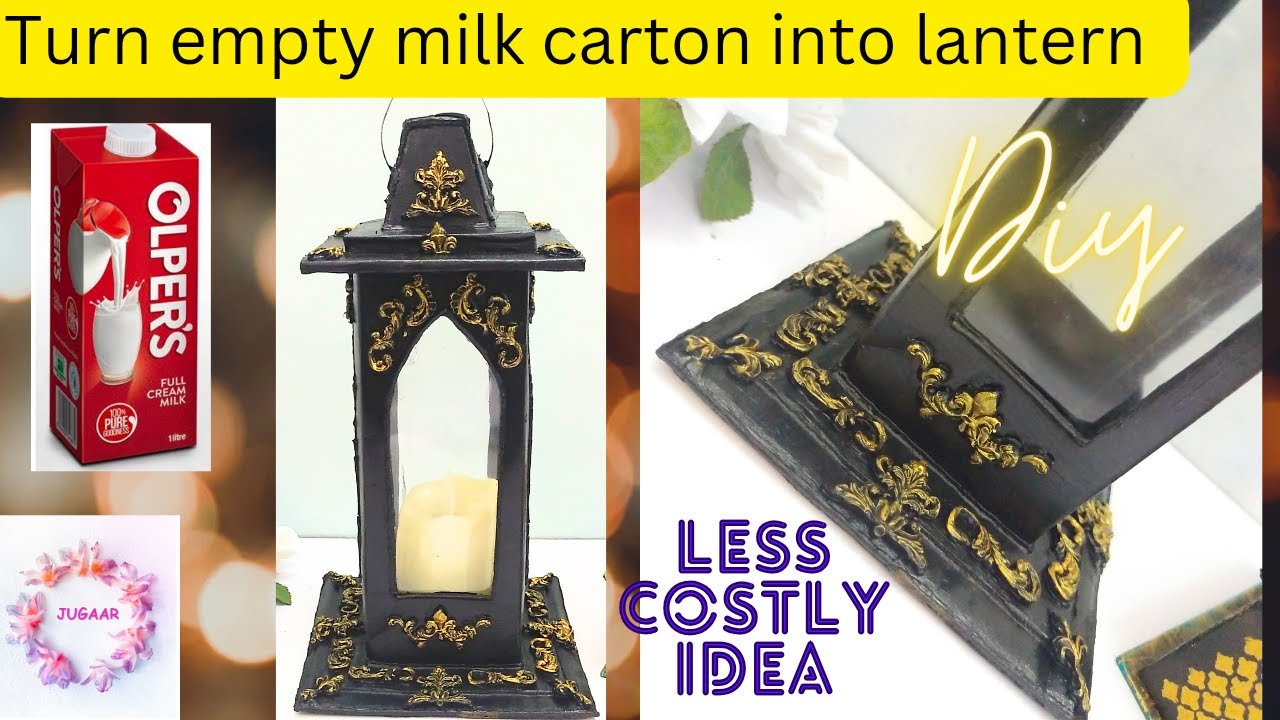 Turn empty milk carton into beautiful lantern. Diy@jugaaro - YouTube