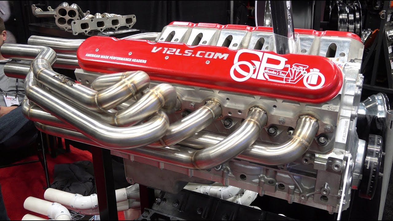 V12 LS with Custom Stainless Headers at GPHeaders Inc. Booth - PRI 2017 - YouTube