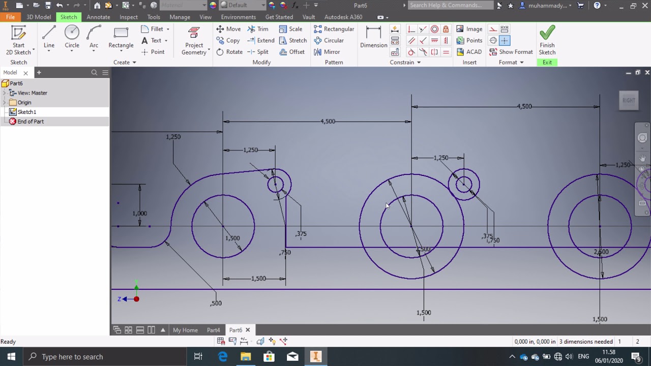 Autodesk Inventor 2018 - Tugas 5. Advance Parts - Intake Flange - YouTube