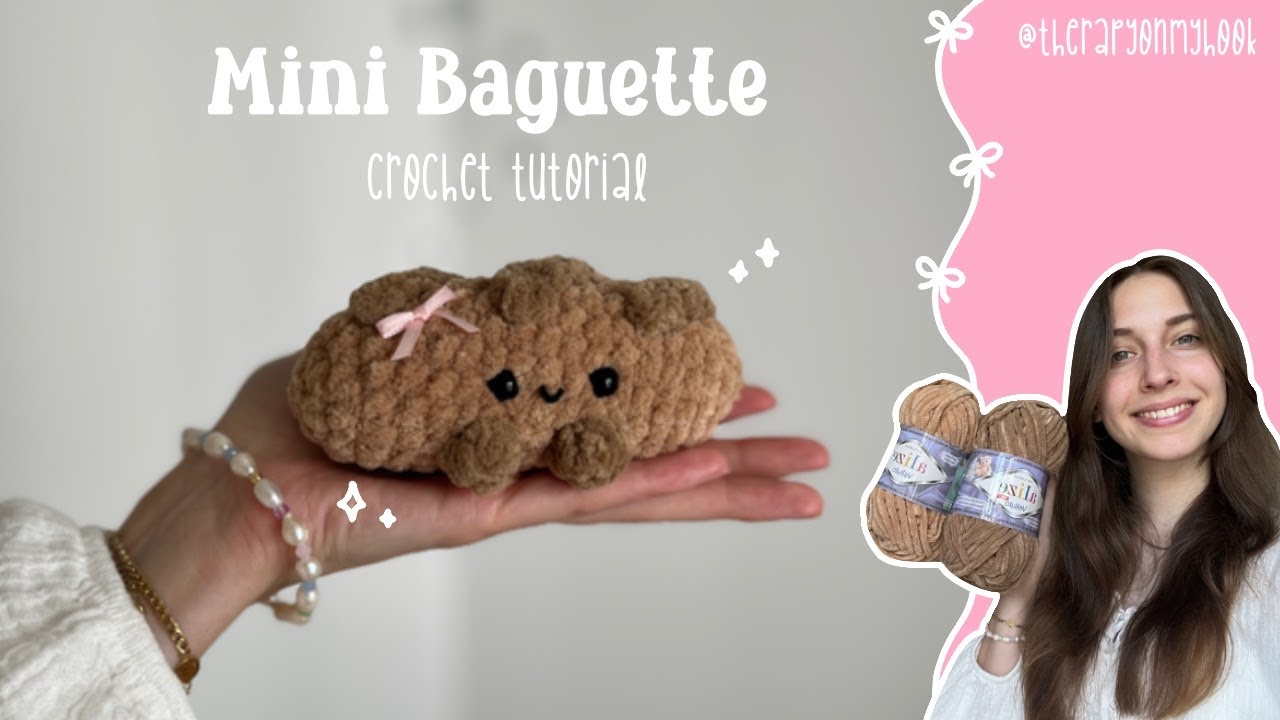 🎀 How to crochet a cute mini baguette 🥖 free beginner friendly step-by ...