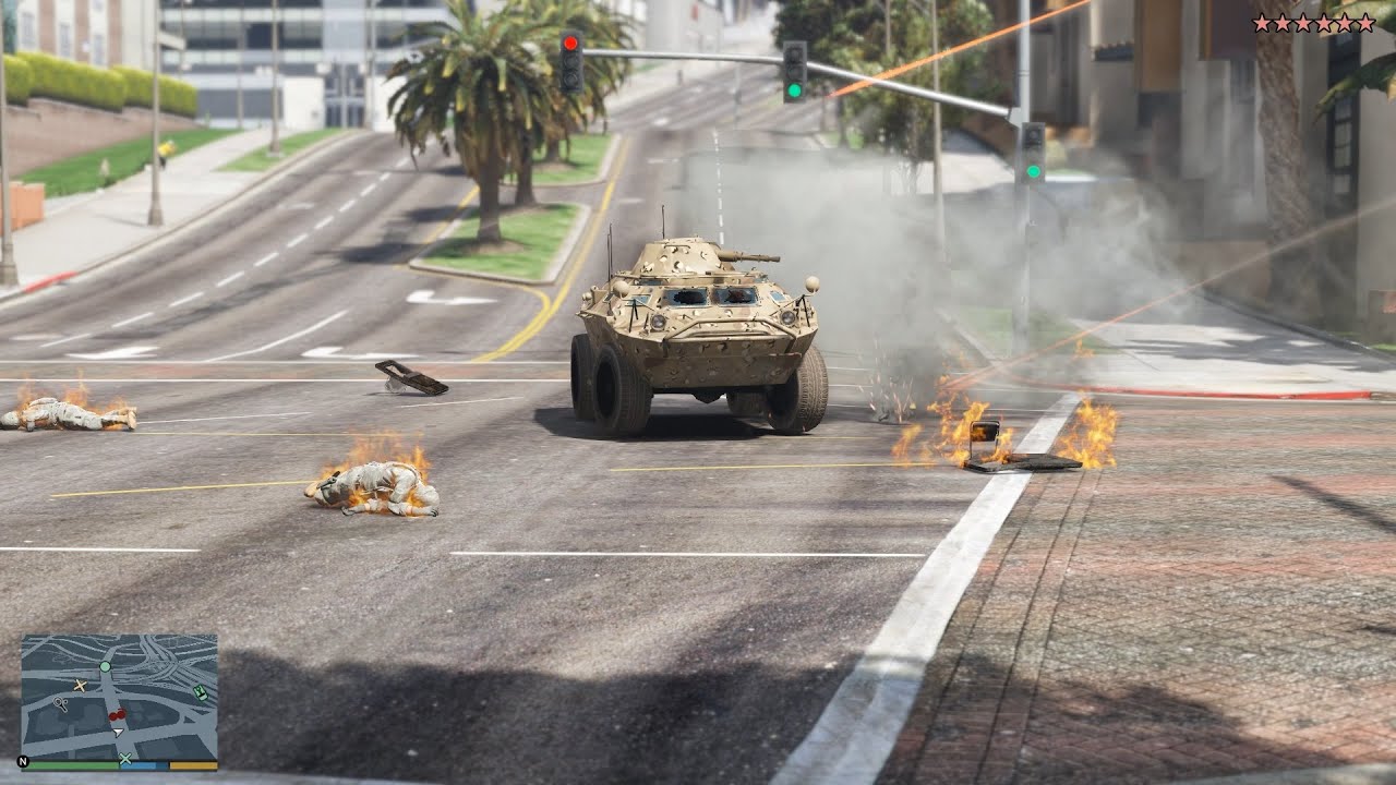 GTA 5 APC Tank Rampage + 10 Star Escape [R.D.E. 4.0.4] - YouTube