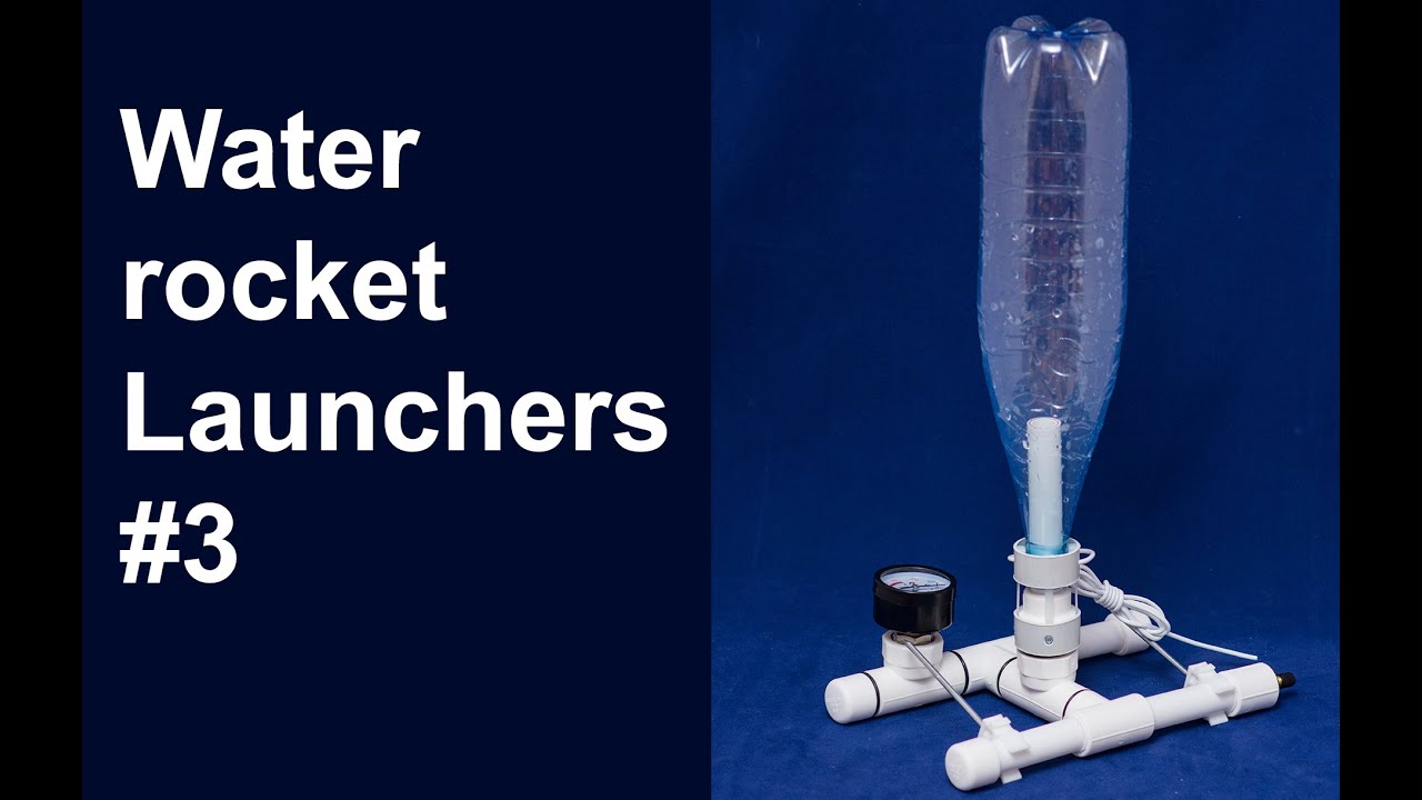 Water Rocket Launcher #3. H-base + O-trigger + Pressure-Gauge - YouTube