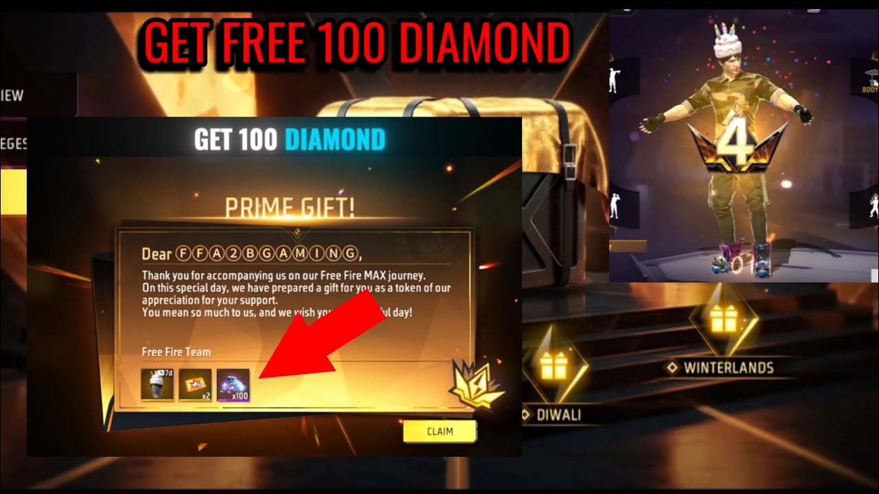 GET FREE 100 DAIMOND 🥶 FREE FIRE NEW PRIME SYSTEM | FREE FIRE PRIME ...