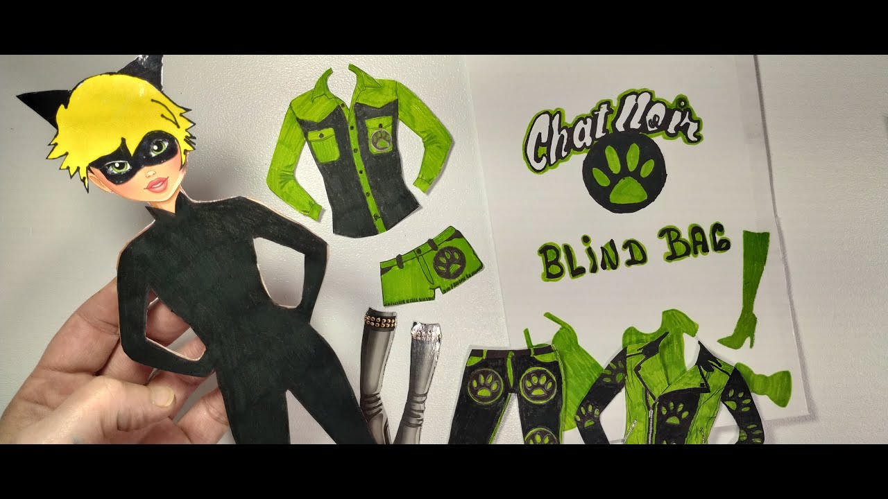 Paper doll Miraculous Black cat Ladybug-ASMR-Poupée de papier ...