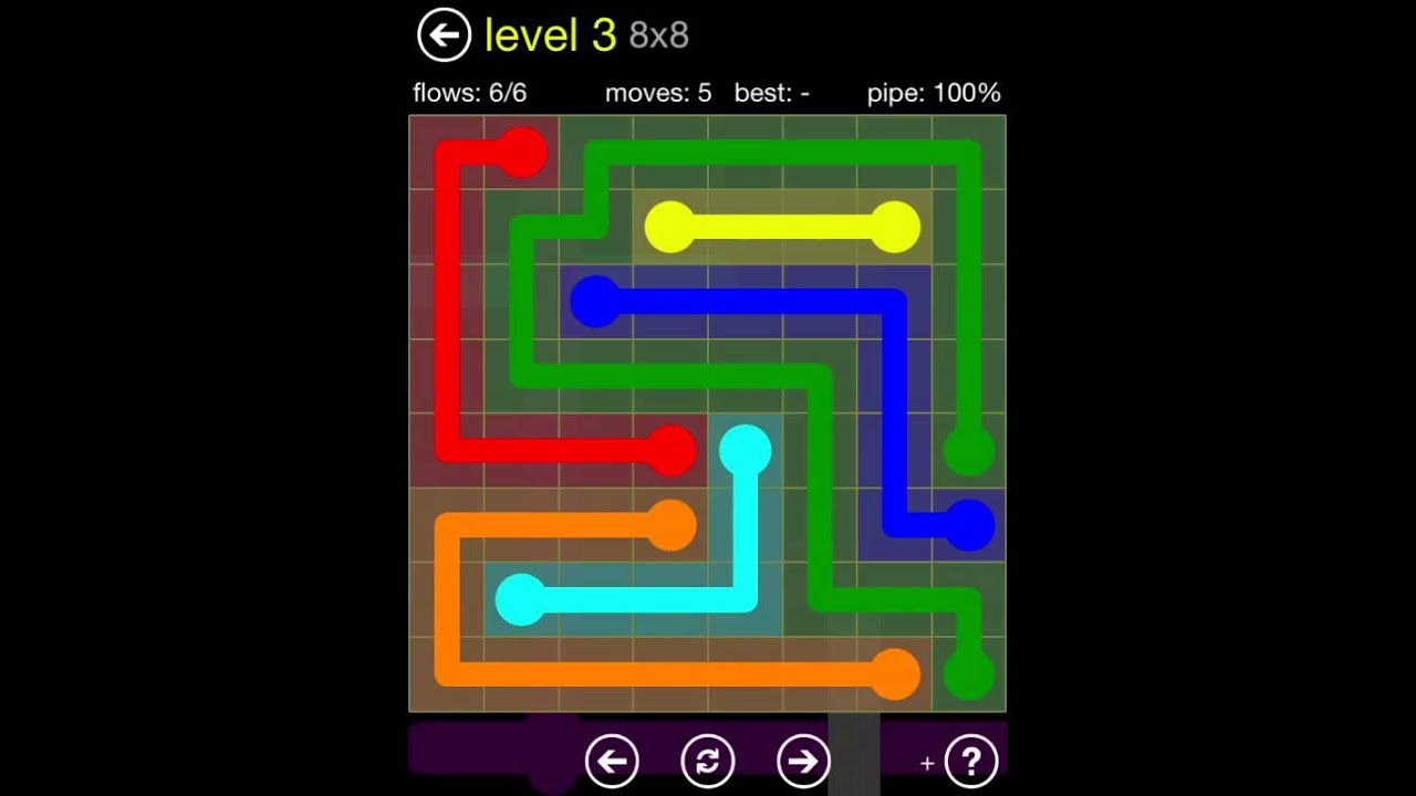 Flow Free Regular Pack 8x8 level 3 Solution - YouTube