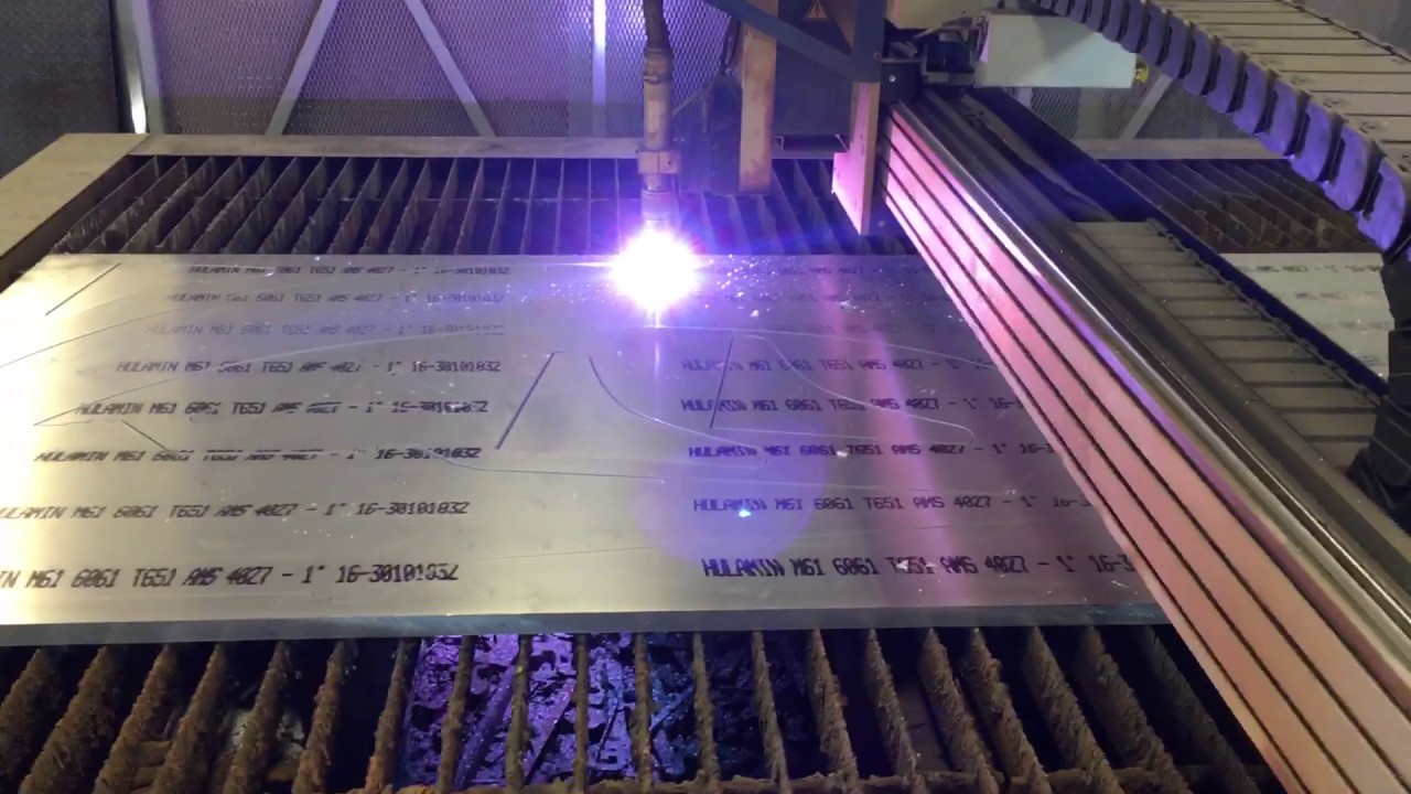 Plasma Cutting 1" Aluminum on Messer Edgemax - YouTube