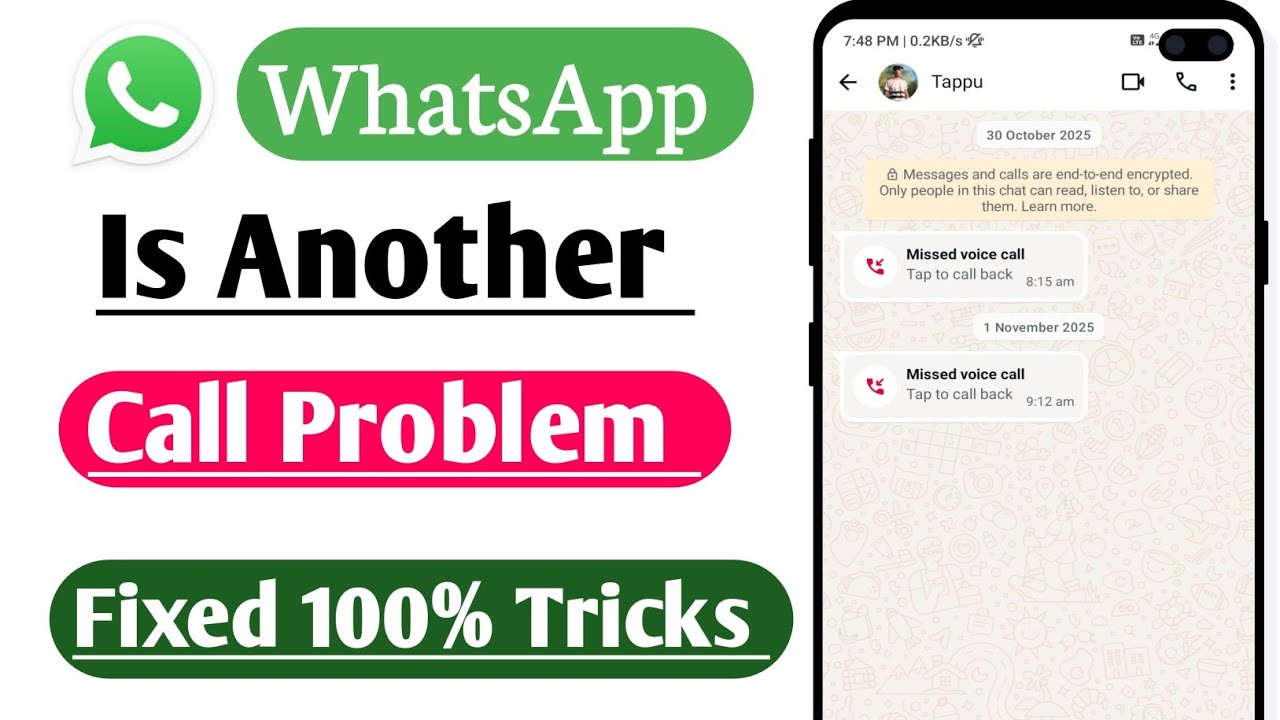 In another Call WhatsApp Problem Fix | WhatsApp Another Call Problem ...