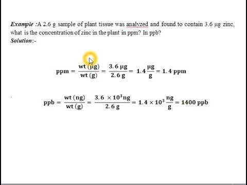concentration in ppm,ppt and ppb