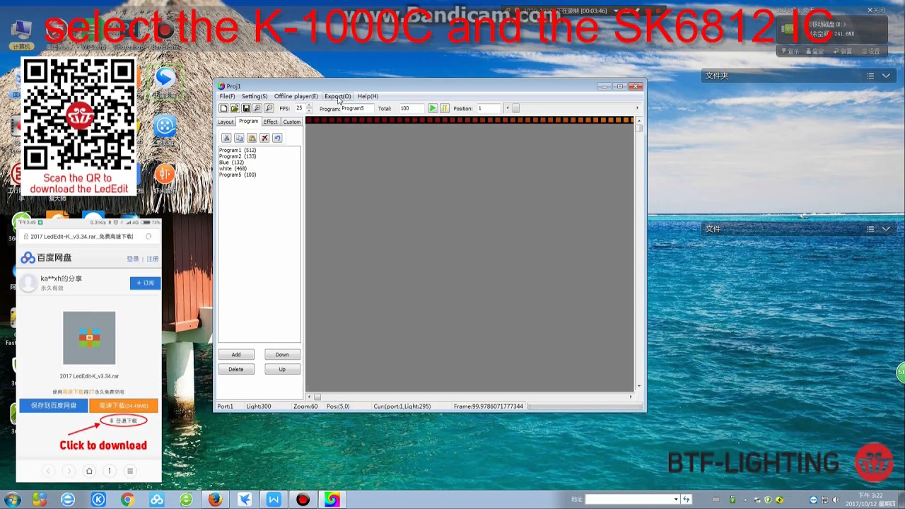 BTF-LIGHTING Tutorial: K-1000C controller program the SK6812 RGBW led strip - YouTube