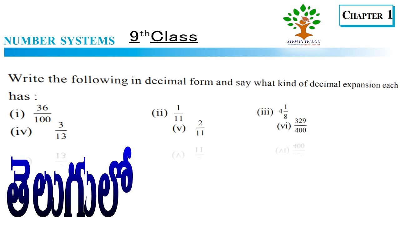 Write The Following In Decimal Form And Say What Kind Of Decimal