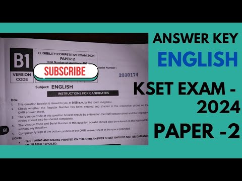 KSET EXAM 2024 PAPER -2| 24-11-2024 Key Answers | @asultana7262 - YouTube