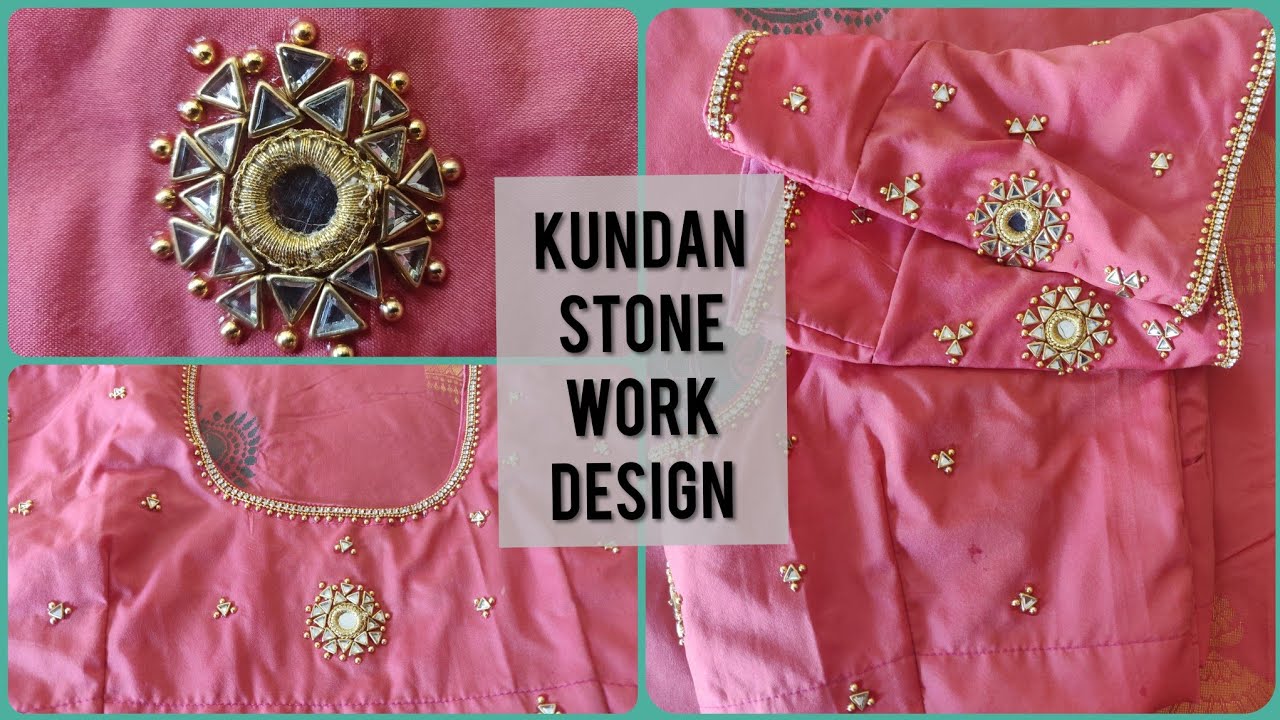 Simple Kundan Stone Work Design on Soft Silk Saree Matching Blouse # ...