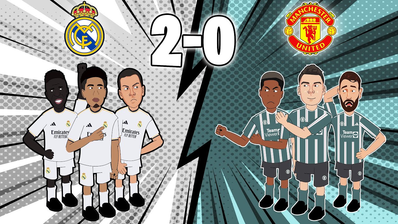Football Cartoon | Real Madrid 2 x 0 Manchester United (Animation ...