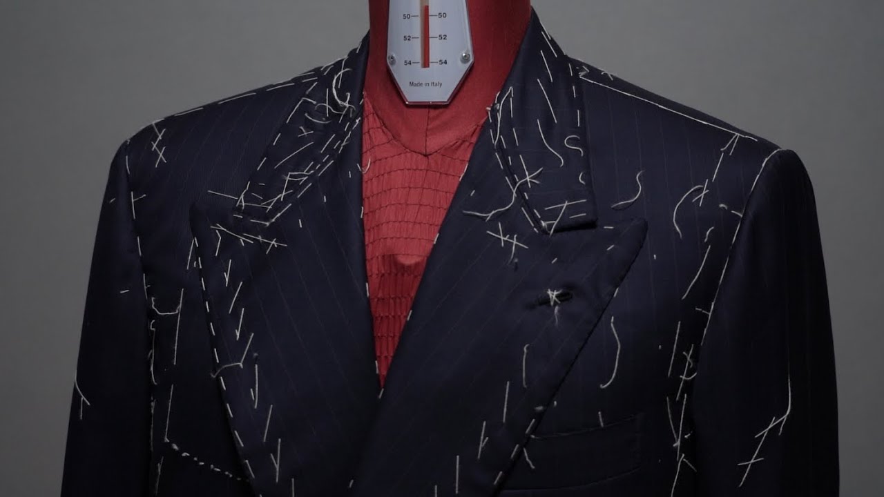 Making bespoke jacket in Super 180’s wool and cashmere blended ...