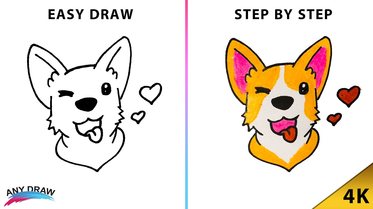 How to draw a Cute Dog | Easy drawings - YouTube