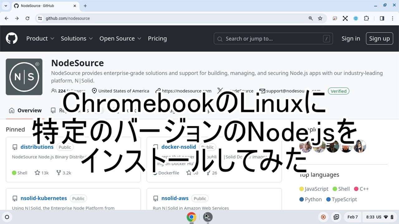 ChromebookのLinuxに特定のバージョンのNode.jsをインストールしてみた - YouTube
