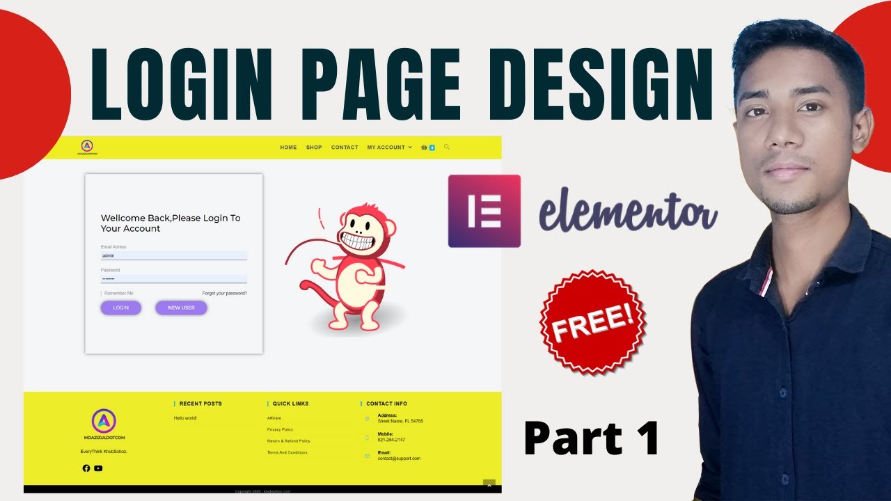 Elementor Login Page Design | Elementor Unique Design 2020 | Elementor ...