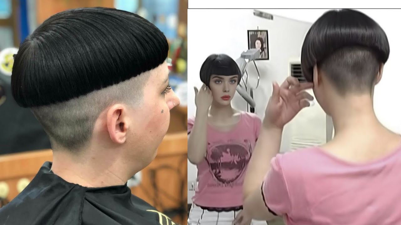 Mushroom Cut Short Hairstyles/Bowl cut Extreme makeover/short blonde undercut pixie by ...