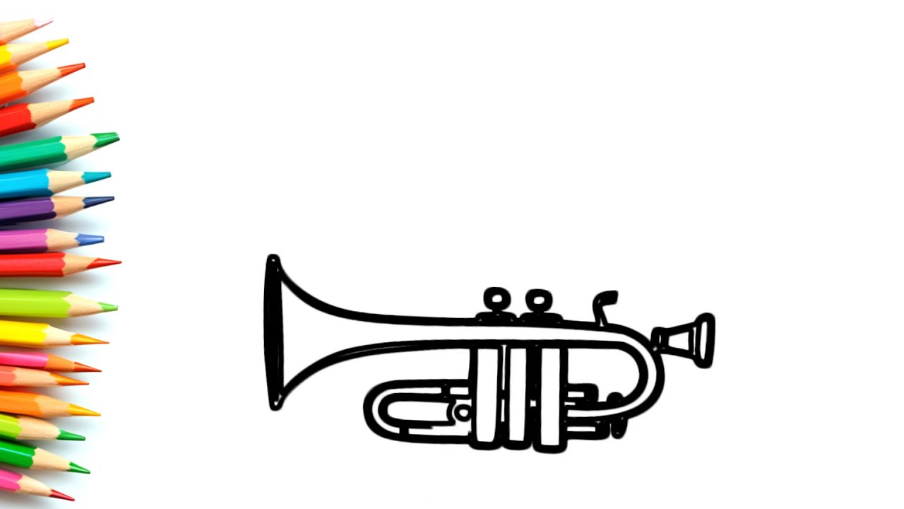 How to draw a Trumpet - Lesson for all skill levels - YouTube