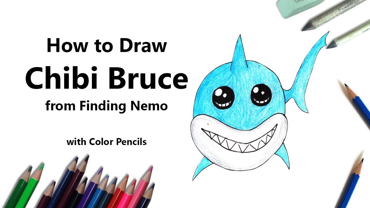 How to Draw Chibi Bruce from Finding Nemo Step by Step - very easy ...