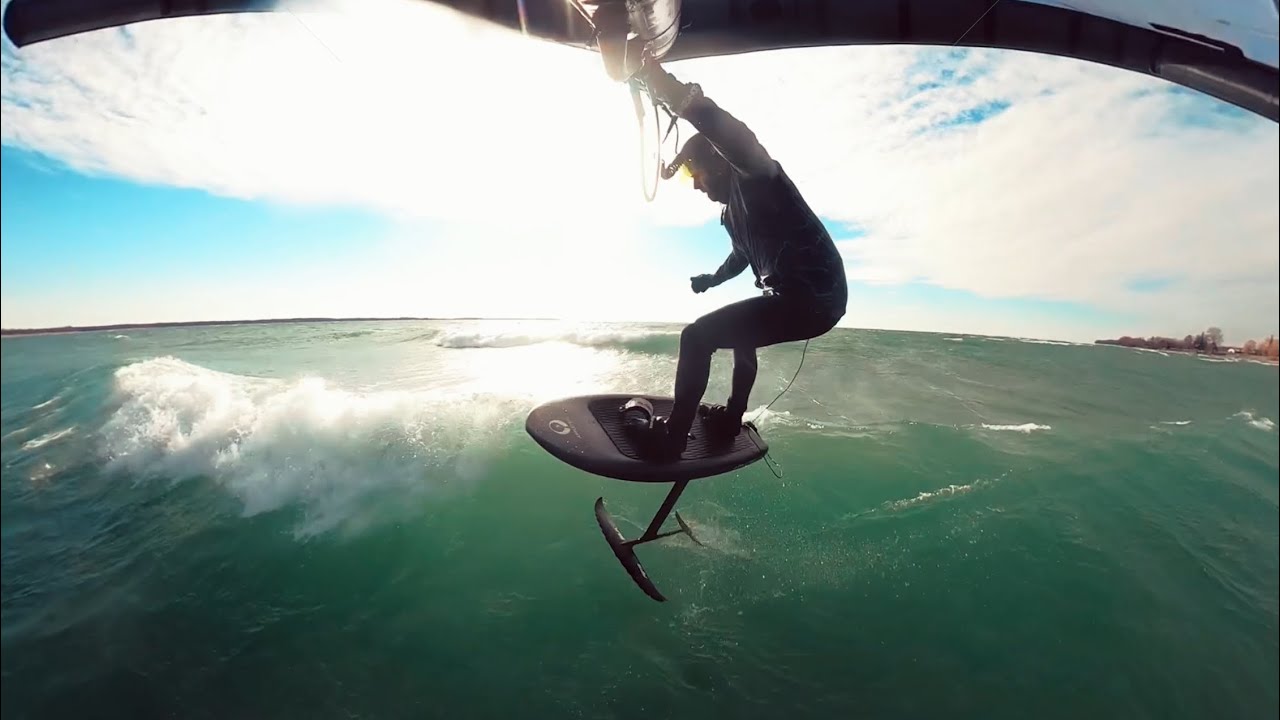 Super Choppy Lake Ontario Wingfoil Mid December Day - YouTube