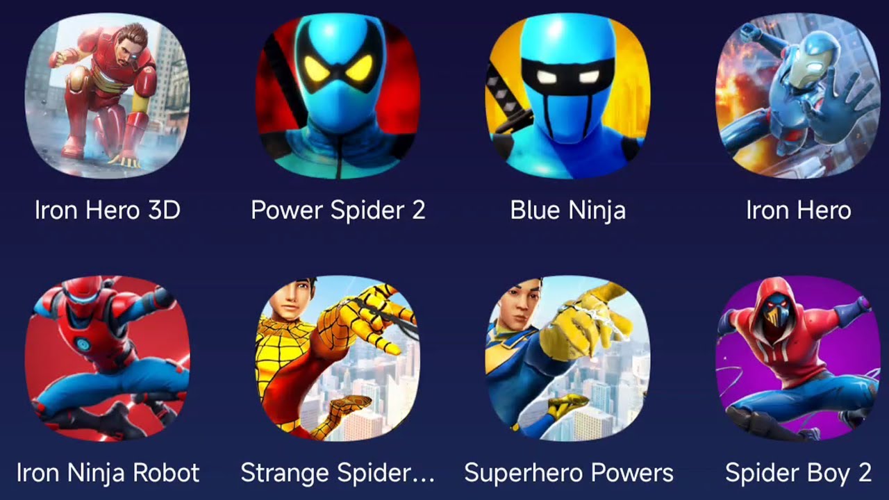 Iron Hero 3D,Power Spider 2,Blue Ninja,Iron Hero,Iron Ninja Robot ...