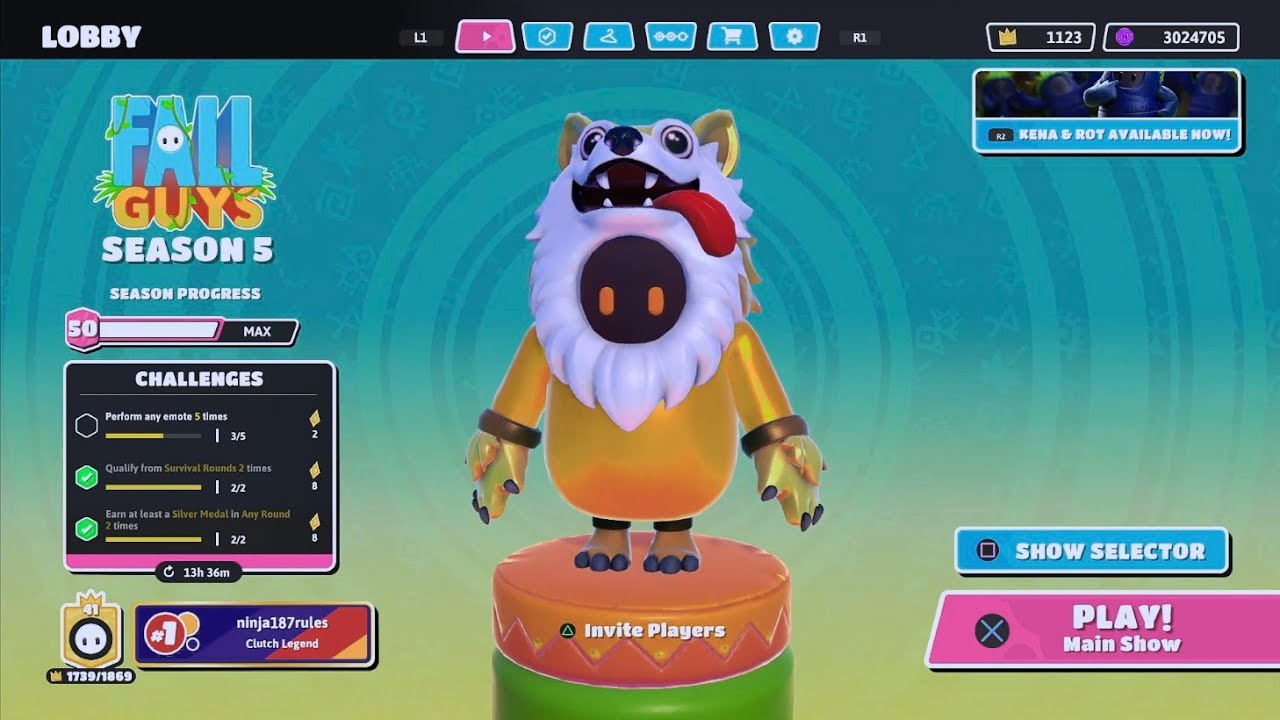 Fall Guys: Unlocking Golden Wolf Crown Rank 41 - YouTube