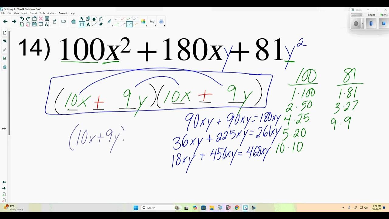 Algebra 2 Factoring (3a) - YouTube