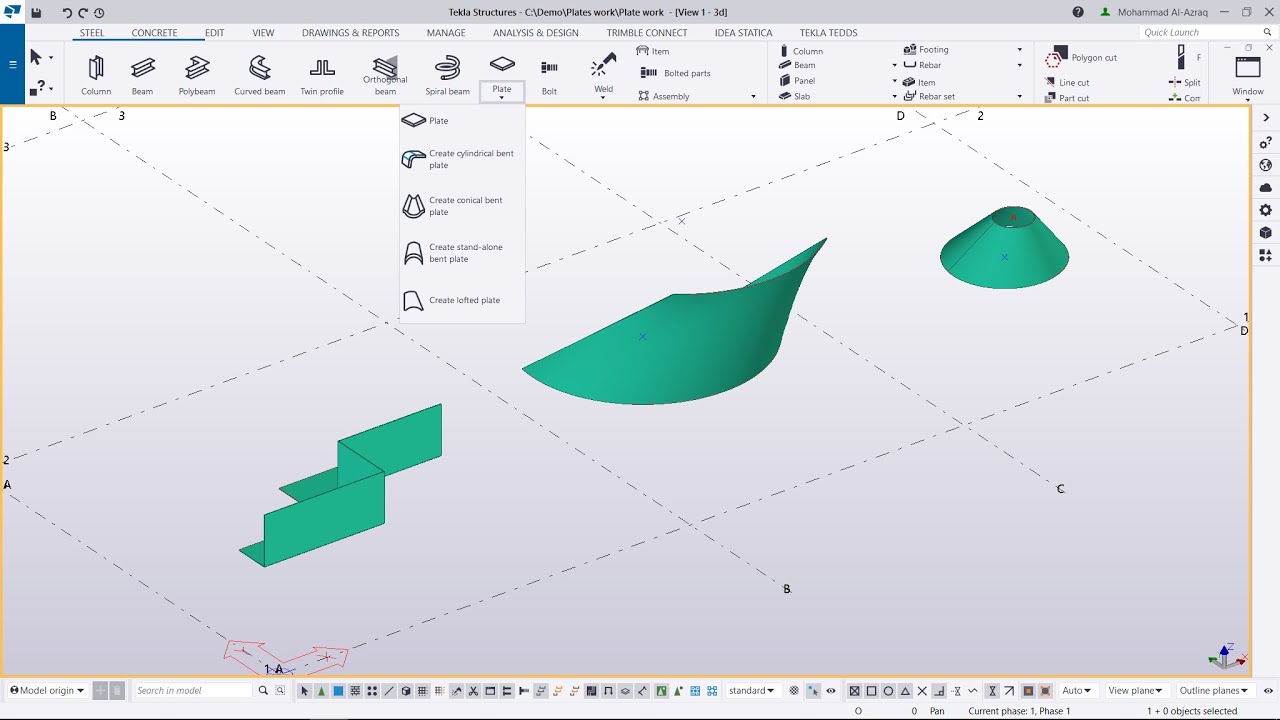 Tekla Structures creating plate commands - YouTube