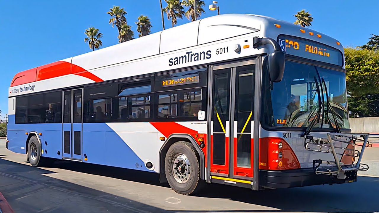 SamTrans 2025 Gillig Low Floor EV 40' #5011 on Route ECR - YouTube