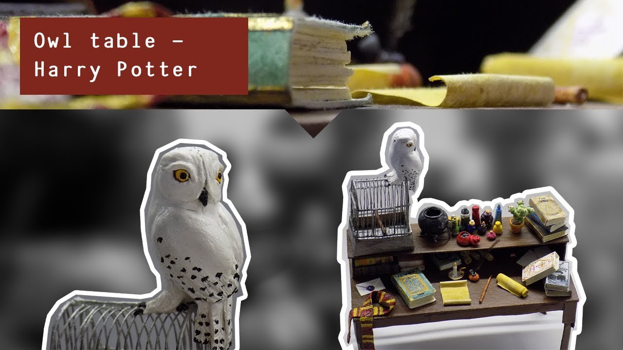Miniature owl in a study table - Harry Potter // Coruja na mesa de ...