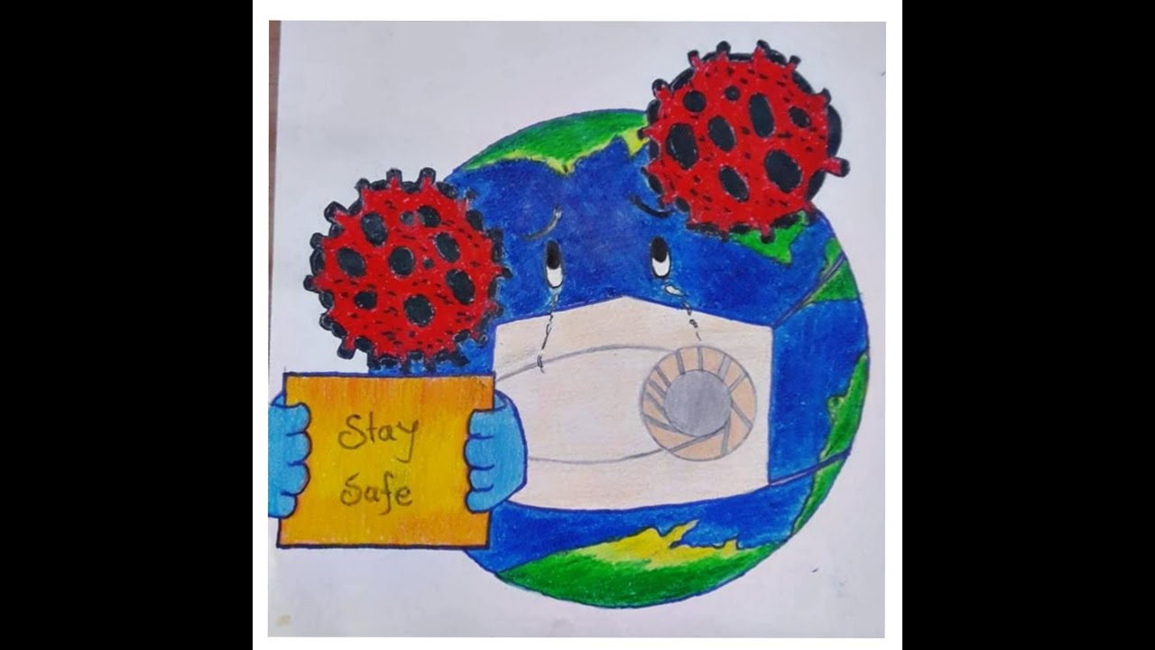 How To Draw Save Earth From Corona Virus For Beginners Step By Step ...