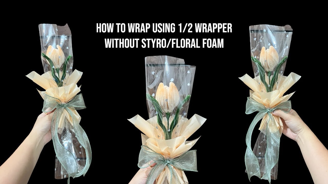 How to Wrap Single Flower using 1/2 Wrapper/ Tulip Wrapping Tutorial # ...