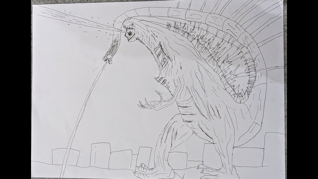 Menggambar Shin Godzilla | Shin Godzilla Drawing | Time Lapsed - YouTube