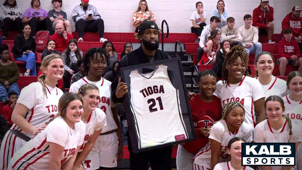 Former Tioga star Aaron Epps gets jersey retired - YouTube