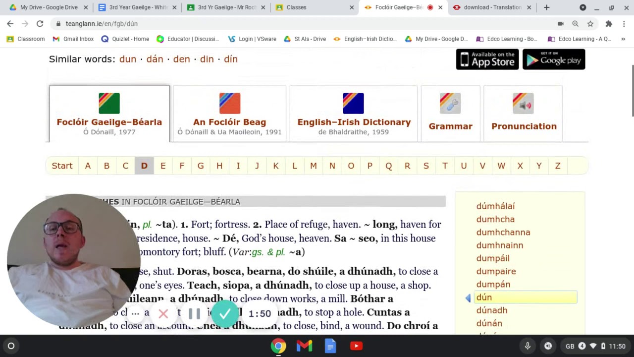 How to use www.teanglann.ie and www.focloir.ie - YouTube