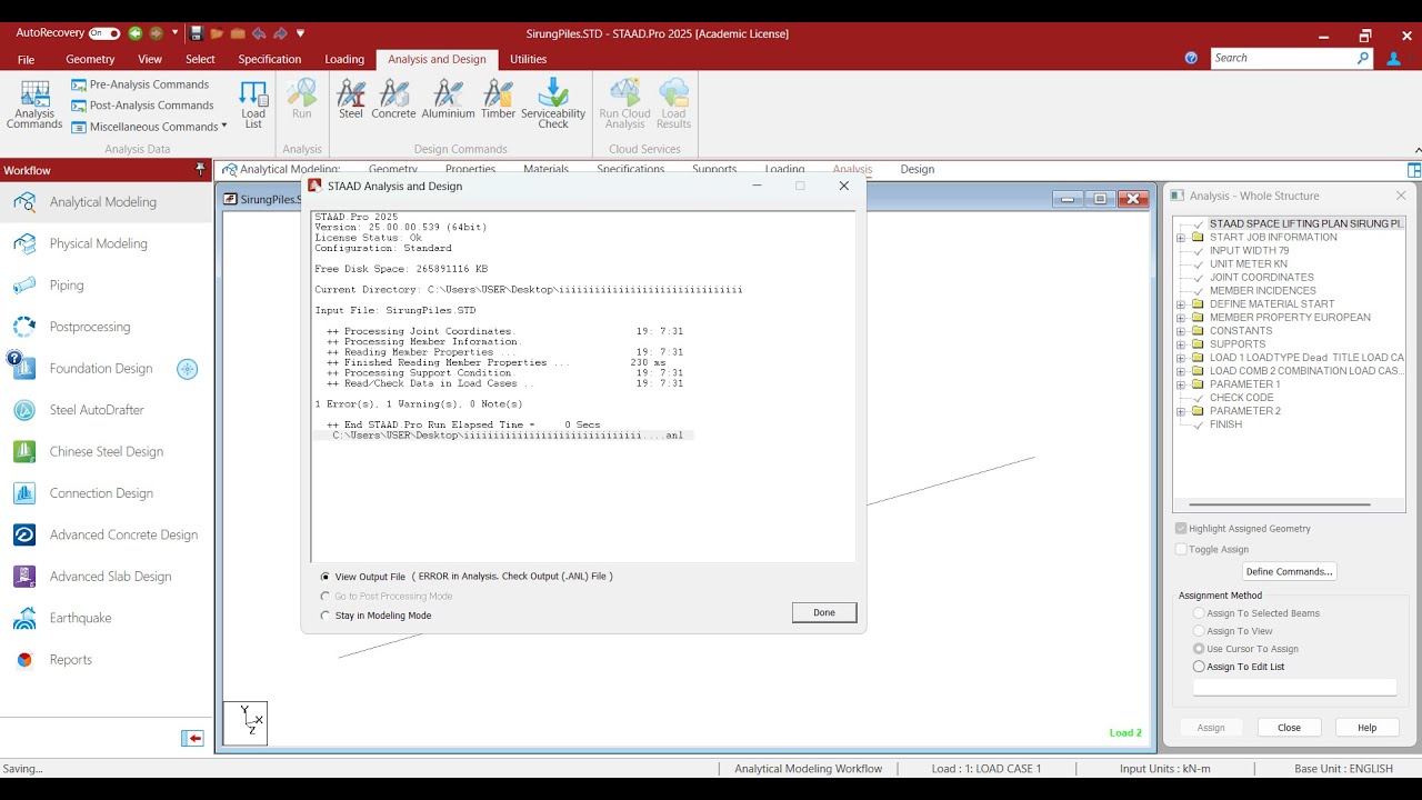CHECK RESULTS CAREFULLY, LOADS MAY HAVE BEEN LOST - STAAD Pro Connect ...