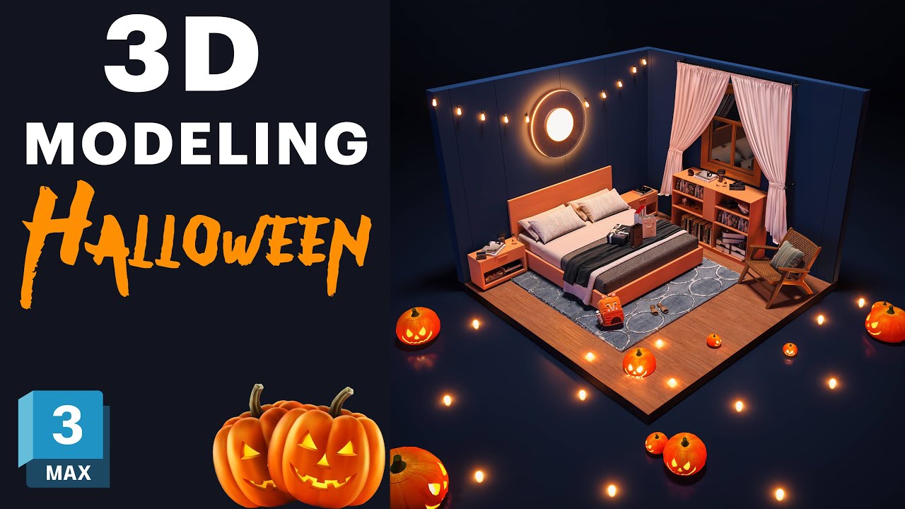 3D MODELING ISOMETRIC HALLOWEEN ROOM | modeling for beginner - YouTube
