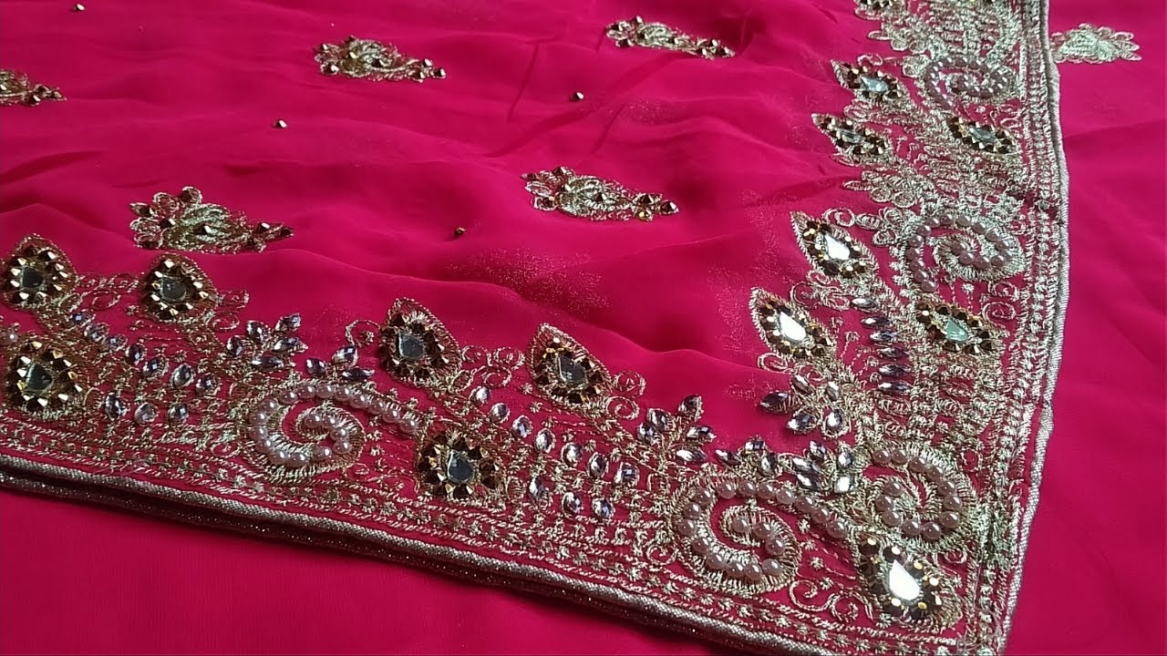 Designer Saree Stone Work || stone work at home || #saree #workfromhome ...