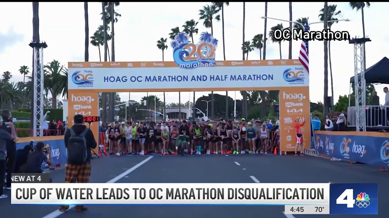 Cup of water leads to OC marathon disqualification - YouTube