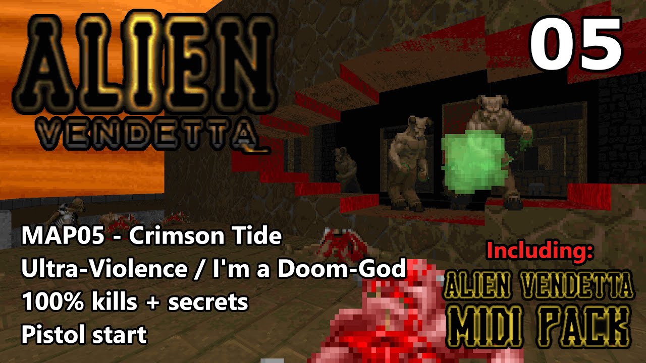 Doom II: Alien Vendetta - MAP05 (Crimson Tide) - Ultra-Violence / I'm a ...