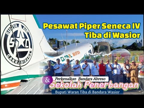 Dengan Pesawat Latih Piper Seneca IV, Bupati Mansel Tiba di Bandara ...