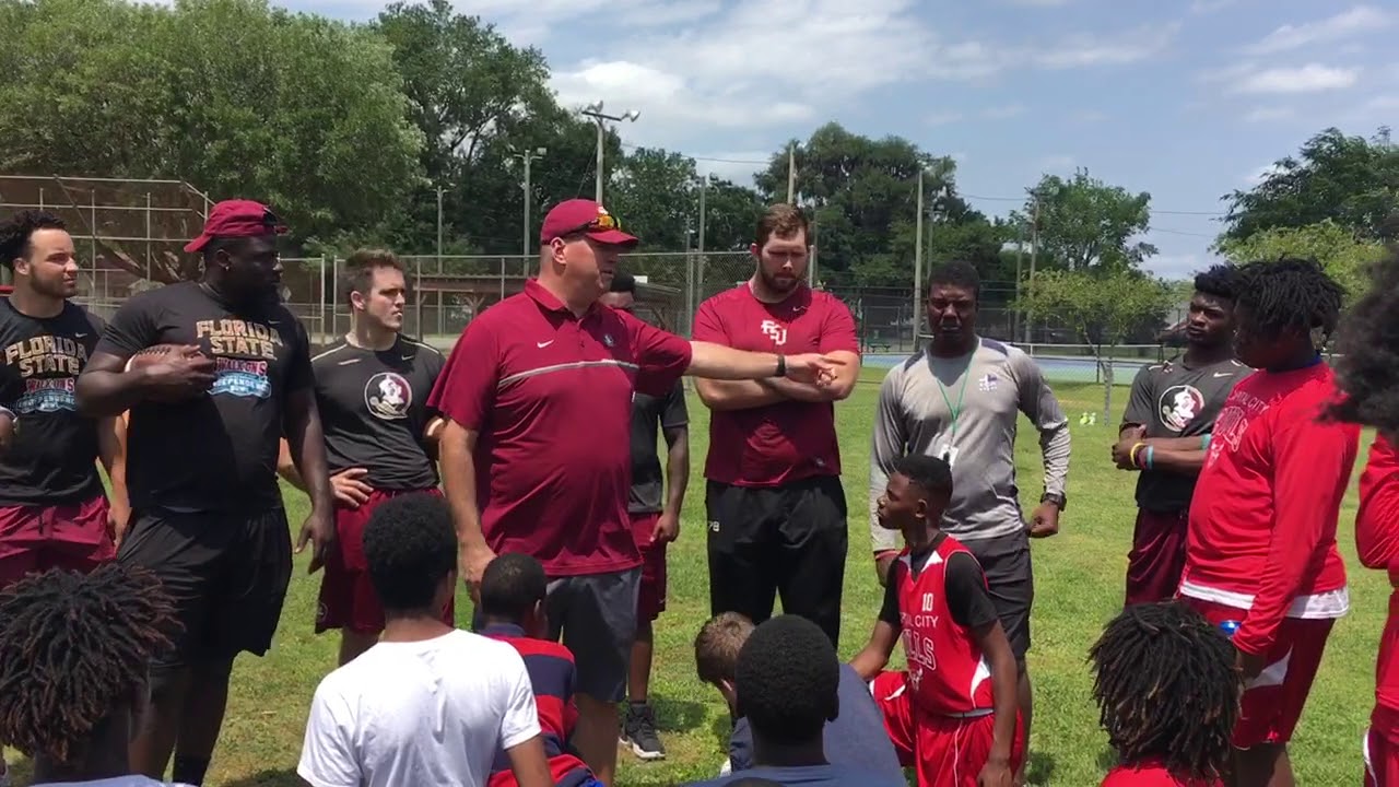 FSU assistant coach Greg Frey speaks at youth camp - YouTube