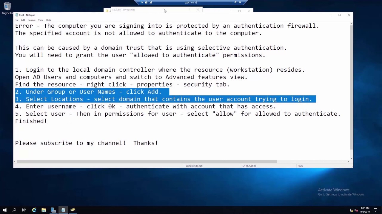 Selective Authentication - protected by authentication firewall - YouTube