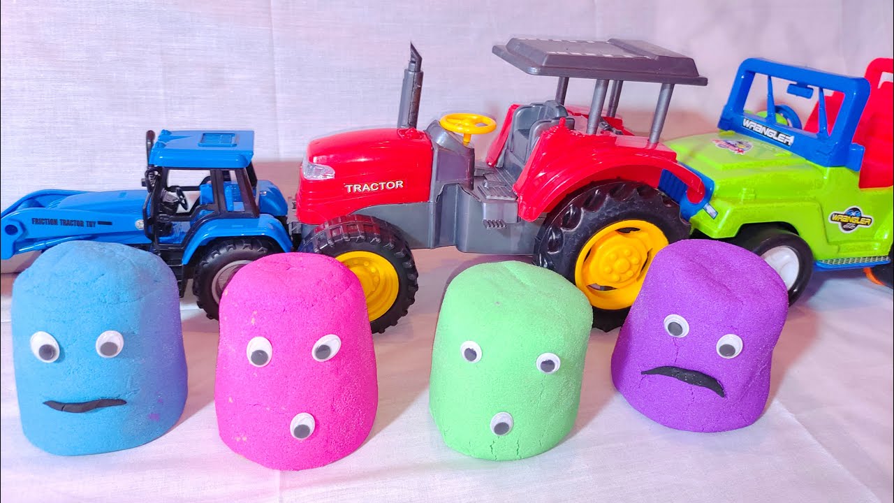 Muddy Auto Rickshaw And Tractor Water Jump Muddy Cleaning And Toy Crane ...