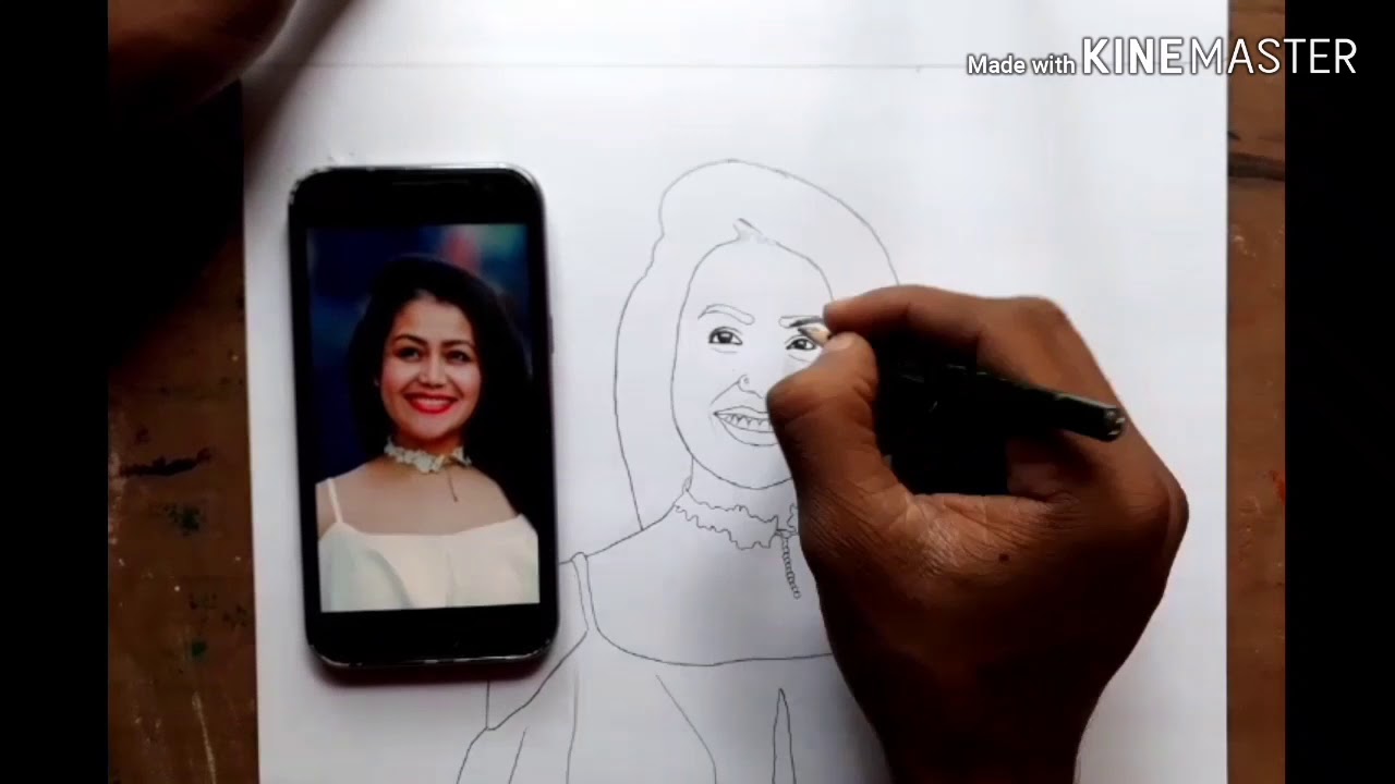 Drawing Neha Kakkar || beautiful sketch of Neha Kakkar || 💗💗 💞💝 - YouTube