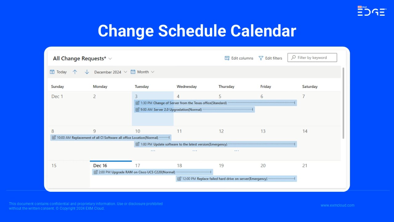 Edge ITSM: Change Schedule Calendar - YouTube