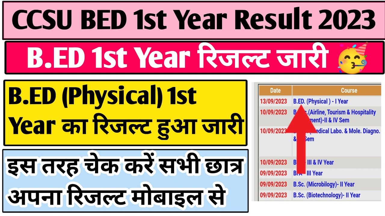 B.ED 1st Year Result 2023 CCSU | CCSU B.ED 1st year result 2023 | CCSU ...