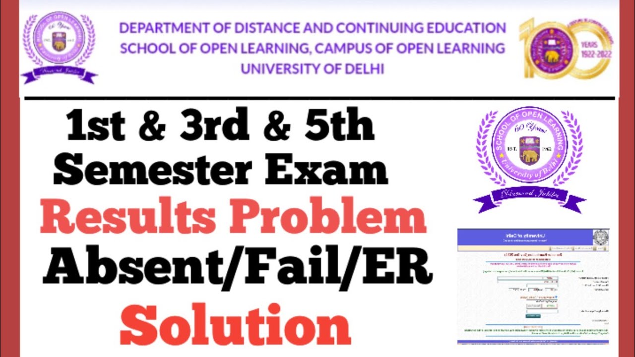 DU SOL 1st & 3rd & 5th Semester Results Problem Solution Absent/Fail/ER ...